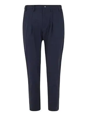 PEOPLE OF SHIBUYA Pleated Stretch Trousers - Navy