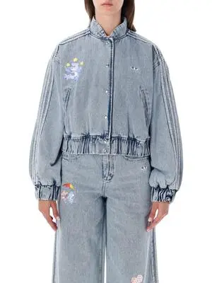 ADIDAS ORIGINALS Relaxed Fit Embroidered Denim Jacket - Blu