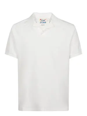 MC2 SAINT BARTH Short-sleeve Stretch Pique Polo Shirt - White