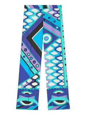 Emilio Pucci Mid-rise Printed Silk Trousers - Blu