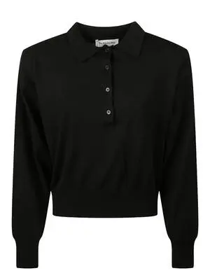 THE FRANKIE SHOP Croydon Wool Blend Polo Shirt - Black