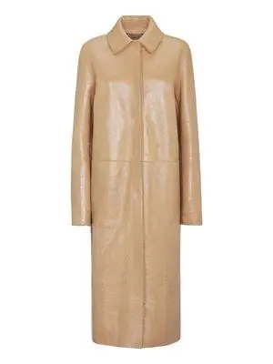 Fendi Long Leather Coat - Beige