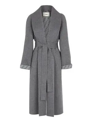 Fendi Midi Coat With Shawl Collar - Grey
