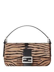 Fendi Baguette® Tiger Print Pony-effect Calfskin Bag - Brown