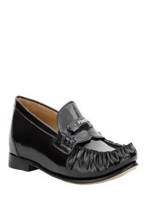 Fendi Scrunch Loafers In Calf Leather - Black