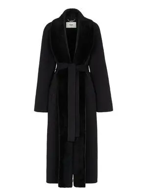 Fendi Wrap Coat With Shawl Collar - Black