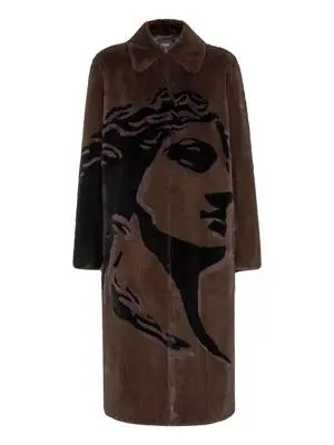 Fendi Mink Coat With Roman Statue Motif - Brown