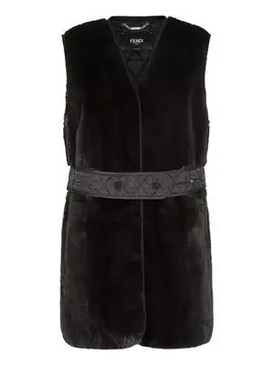 Fendi Mink Midi Gilet - Black