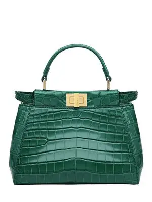 Fendi Peekaboo Mini Crocodile Handbag - Green
