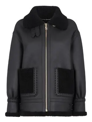 Fendi Oversized Shearling Aviator Jacket - Black