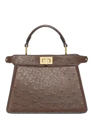 Fendi Peekaboo Iseeu Petite Ostrich Leather Handheld Bag - Brown