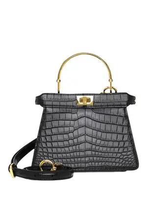 FENDI Fendi Peekaboo ISeeU Petite Crocodile Handbag With Crystal Handle