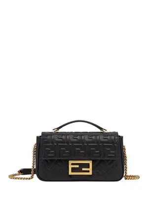 Fendi Baguette Chain Midi Shoulder Bag - Black