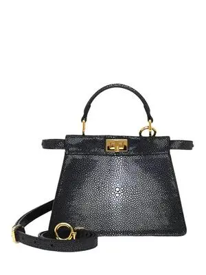 Fendi Fendi Peekaboo ISeeU Petite Bag In Black Stingray Leather Black