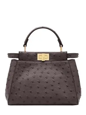 Fendi Peekaboo Mini Ostrich Leather Bag - Brown