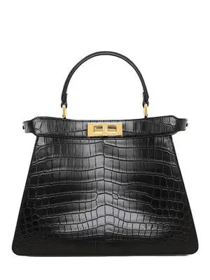FENDI Fendi Peekaboo ISeeU Medium Black Crocodile Bag