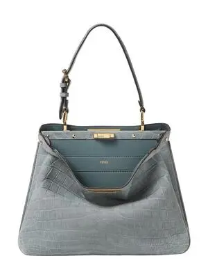 Fendi Peekaboo Soft Medium Crocodile Leather Handbag - Green
