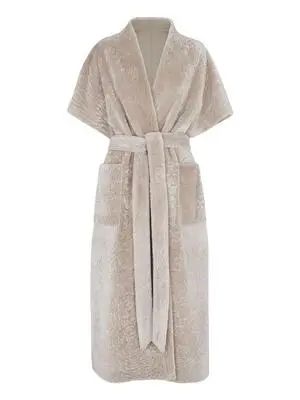 Fendi Shearling Wrap Coat - Beige