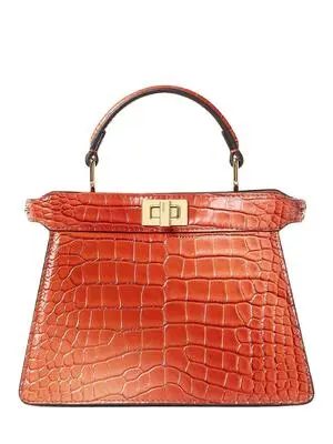 Fendi Peekaboo Iseeu Petite Crocodile Bag - Red