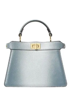 Fendi Fendi Peekaboo ISeeU Petite Karung Snakeskin Bag Grey
