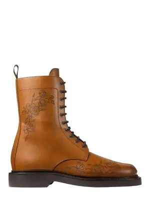 JIMMY CHOO Rowan Derby Boots With Rose Motif - Neutral