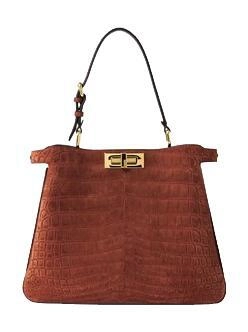 Fendi Peekaboo Soft Medium Crocodile Leather Handbag - Brown