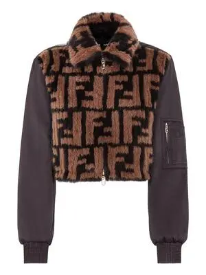 Fendi Mink Ff Motif Bomber Jacket - Black
