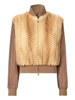 Fendi Bomber Jacket With Mink Insert - Brown