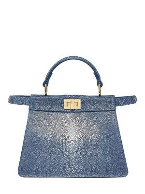 Fendi Peekaboo Iseeu Petite Stingray Leather Bag - Blue