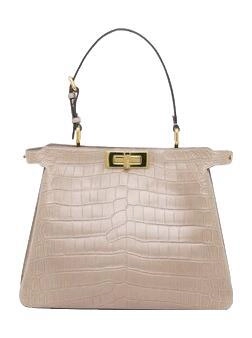 Fendi Peekaboo Soft Medium Crocodile Leather Bag - Grey