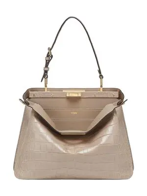 Fendi Peekaboo Soft Medium Crocodile Leather Bag - Grey