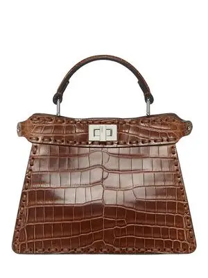 Fendi Selleria Peekaboo Iseeu Petite Crocodile Bag - Brown