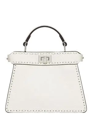 Fendi Peekaboo Iseeu Petite Selleria Bag In Cuoio Romano Leather - White