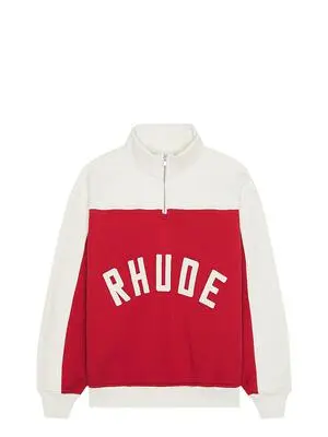 Rhude Contrast Quarter Zip Varsity - Red
