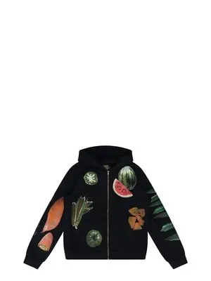 DENIM TEARS Kiss My Grits" Fruit Collage Zip Hoodie - Black