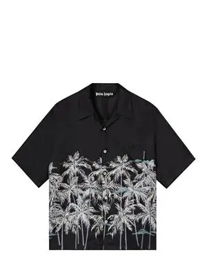 Palm Angels Allover Palms Bowling Shirt - Black