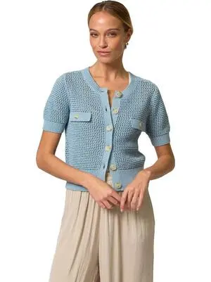 Central Park West Iris Tape Yarn Cardigan - Blue