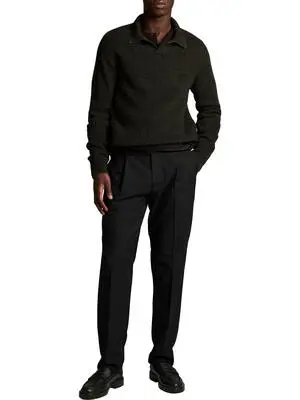 Vince Owen Athletic Twill Pleated Trouser - Black
