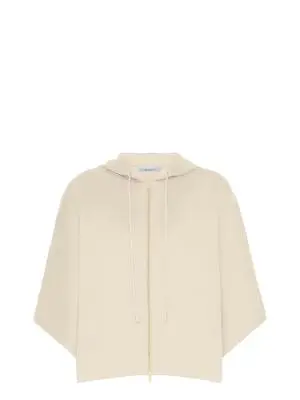 Max Mara Technical Cotton Jersey Boxy Sweater With Drawstring Hood - Stone