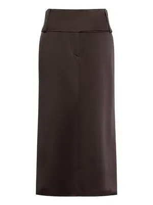 Max Mara Straight-fit Long Satin Skirt - Chocolate