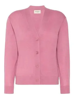 Max Mara Wool, Silk, And Cashmere V-neck Cardigan - Raspberry