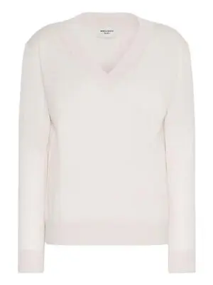 Max Mara Wool, Silk And Cashmere V-neck Sweater - Ivory