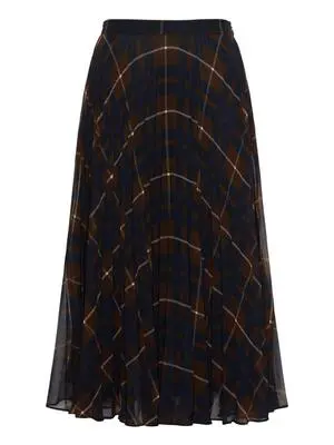 Max Mara Max Mara Plissé Pleated Georgette Blend Skirt Blue Brown