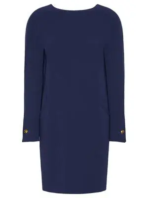 Max Mara Cady Tunic Dress With Kimono Sleeves And Button Detail - Navy