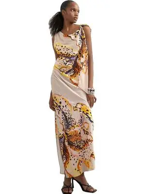 Topshop Sleeveless Printed Maxi Dress - Black