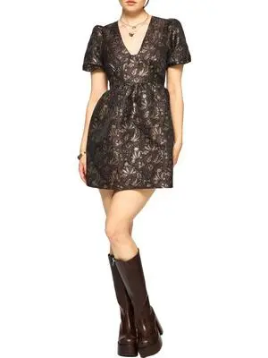 DISTURBIA Rena Snake Jacquard Mini Dress - Brown