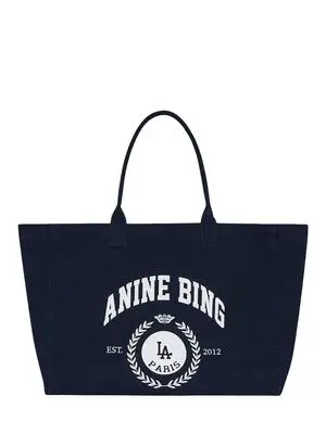 ANINE BING Leo Collegiate Canvas Tote - Blue