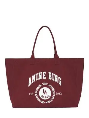 ANINE BING Leo Collegiate Canvas Tote - Fig