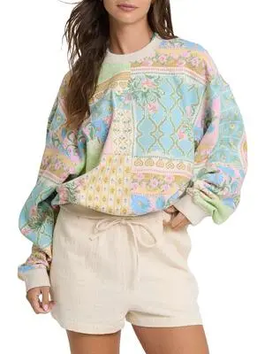 BILLABONG Graphic Patchwork Sweatshirt - White Multi