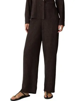 Eileen Fisher Textured Straight Leg Pants - Truffle
